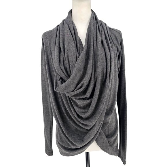 ALO Yoga | Tops | Alo Yoga Infinity Wrap Top M Draped Charcoal Gray ...